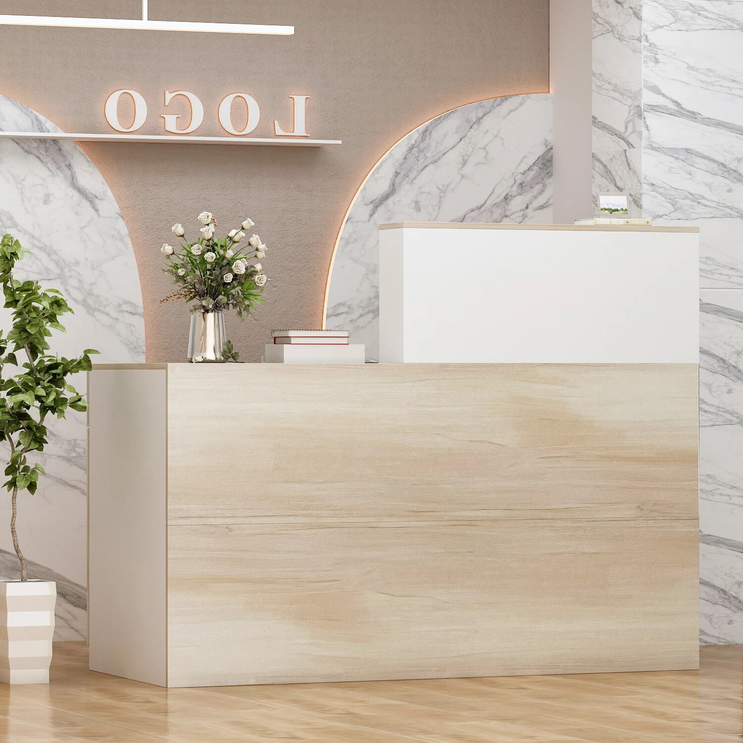 RECEPCION SENCILLA CON PEDESTAL CON PUERTA Modelo 2023